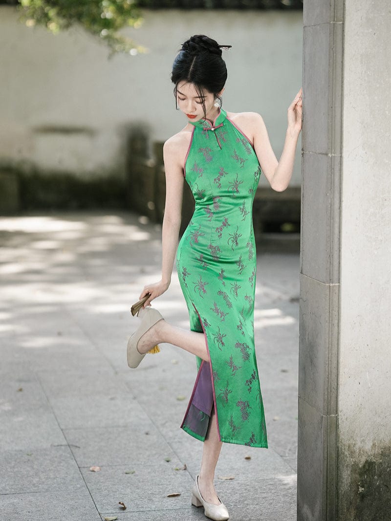 Graduation Qipao, jacquard Cheongsam, halter Qipao, halter Cheongsam ...