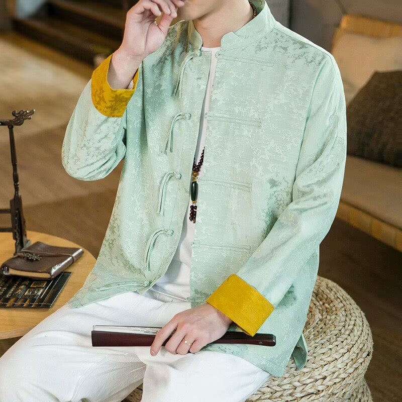 Chinese Tang suit jacket for men, green cotton Chinese jacket – Beth ...