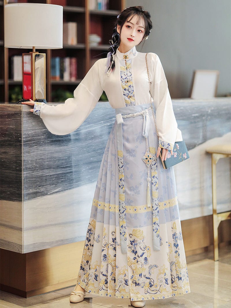 Long Mamian qun set, blue Mamian skirt set, blue Mamian Qun – Beth and ...