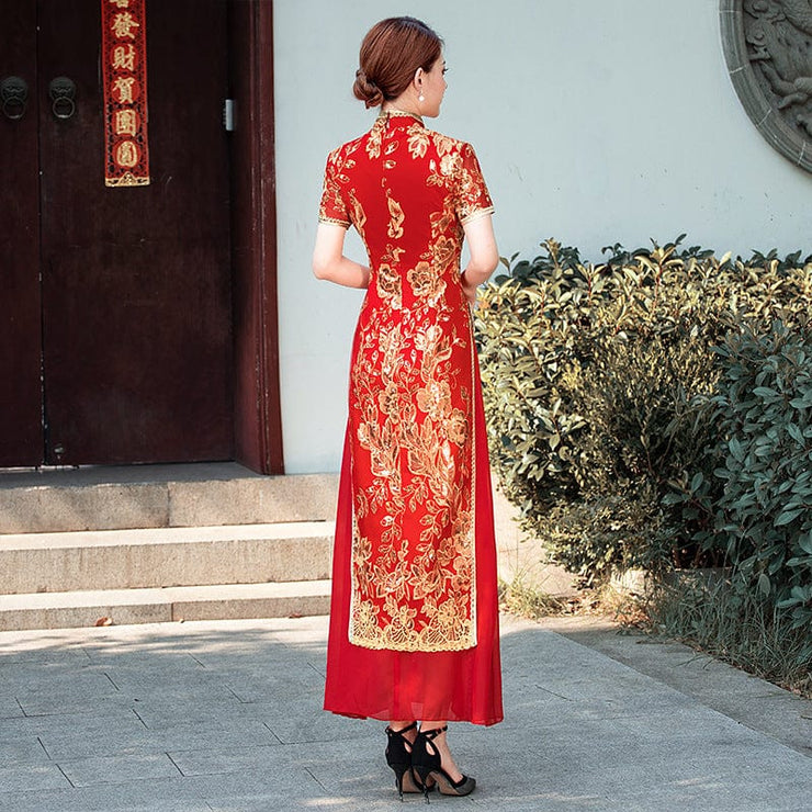 Wedding Qipao, long Cheongsam, Ao dai Qipao, red long Cheongsam – Beth ...